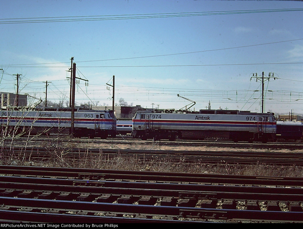 Amtrak E60 963 abd 974 at Ivy City - 1978